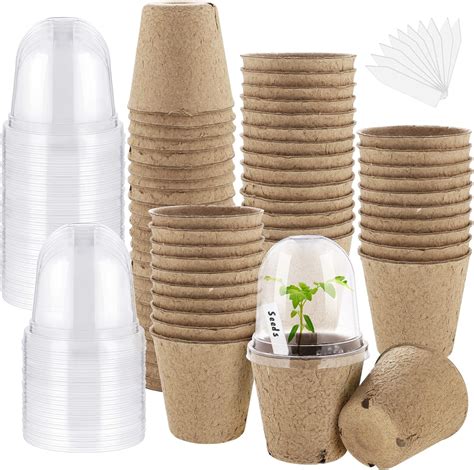 Hahood 60 Set Plant Seeding Pots With Humidity Dome 3 Inch