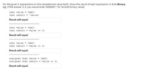 Solved For The Given C Expressions On The Hexadecimal Value Chegg