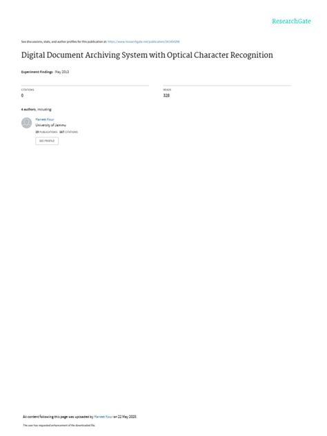 Digital Document Archiving System Pdf Optical Character Recognition