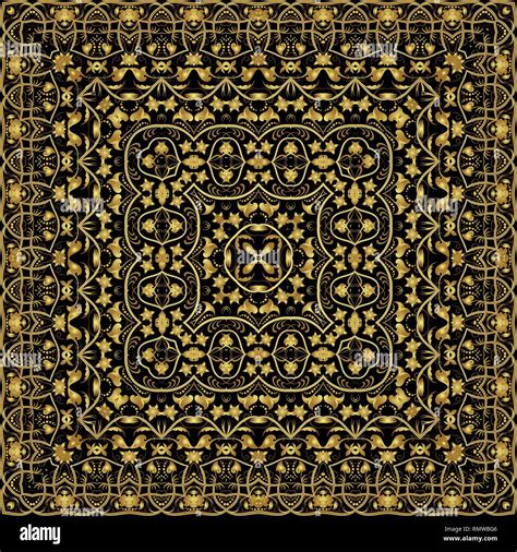 Elegant Ornament In Ancient Arabic Style Classic Gold Pattern On Black