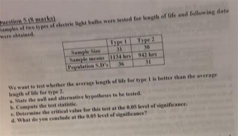 Solved Question 5 8 Marks Samples Of Two Types Of Electric