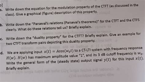 Solved Write Down The Equation For The Modulation Property
