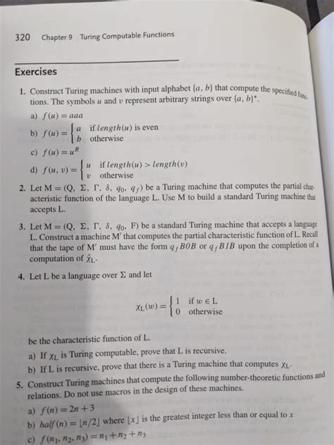 320 Chapter 9 Turing Computable Functions Exercises