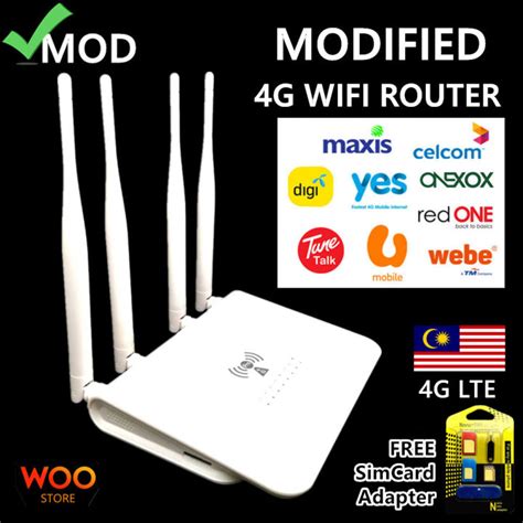 MOD Modified 4G LTE Wireless WiFi Router Modem 4 Antenna Wi Fi Unlocked Version RJ45 Ports Sim