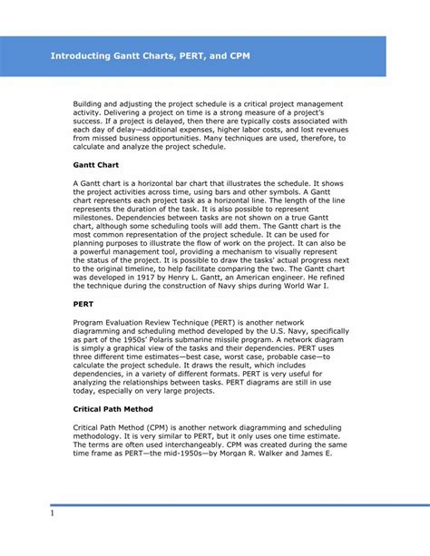 Pdf Introducting Gantt Charts Pert And Cpm Colorado Tech · A
