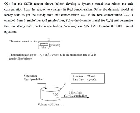 For The Cstr Reactor Shown Below Develop A Dynamic
