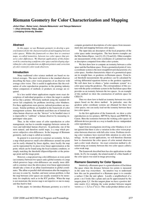 Pdf Riemann Geometry For Color Characterization And Mapping