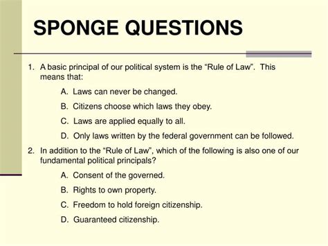 Ppt Sponge Questions Powerpoint Presentation Free Download Id5535055