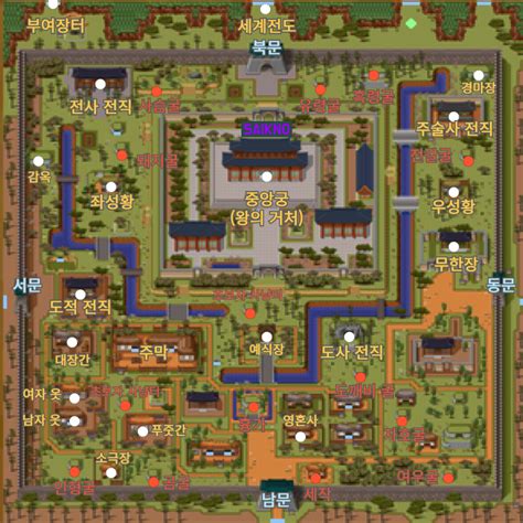 바람의나라 클래식 지도 국내성 부여성 12지신 주요위치
