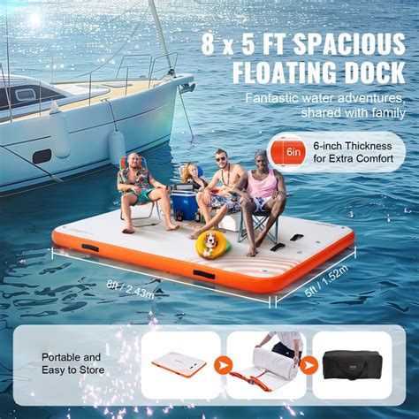 Vevor Inflatable Floating Dock 8 X 5ft Inflatable Dock Platform Non