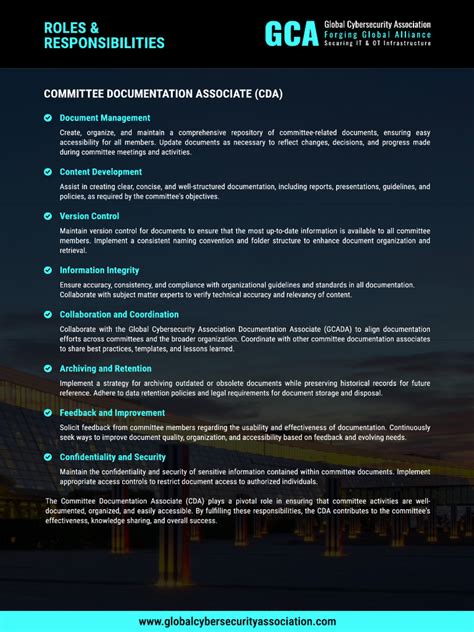 Roles And Responsibilities Committee Documentation Associate Cda Pdf