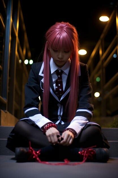 Premium Ai Image Moka Akashiya Rosario Vampire Pink