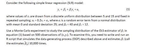 Consider The Following Simple Linear Regression SLR Chegg