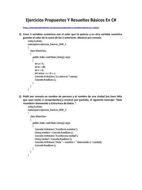 03 Ejercicios Propuestos Y Resueltos Básicos En C Pdf