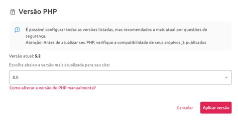 como alterar a versão do php hospedagem de sites