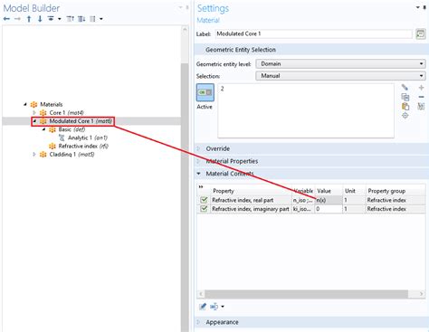 comsol using interpolated function to model space dependent material