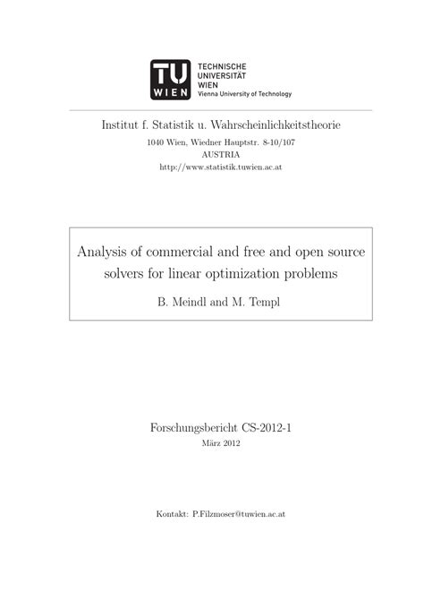 Pdf Analysis Of Commercial And Free And Open Source Solvers For