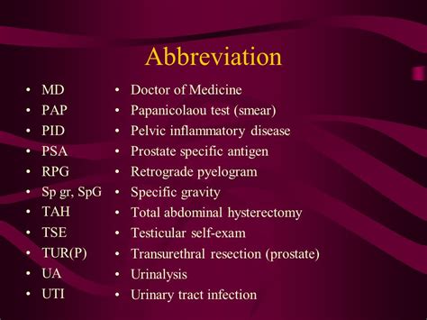 Gynecology Terminology And Abbreviations Abbreviation 57 Off
