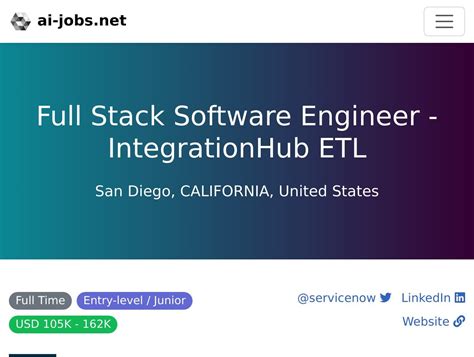 Hiring Full Stack Software Engineer Integrationhub Etl In San Diego California United