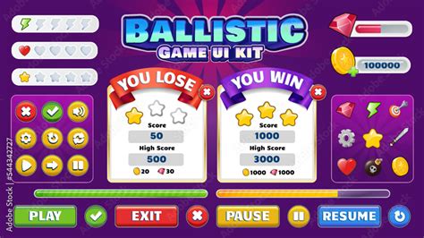 The Ballistic Game Ui Interface Kit For Mobile And Web Games With