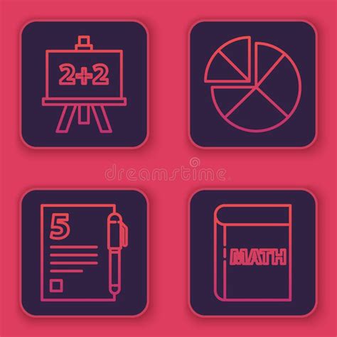 Set Line Calculator Open Book Abacus And Triangle Math Blue Square