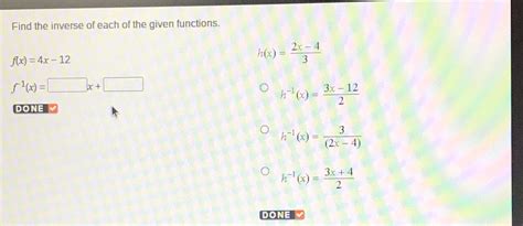 [solved] find the inverse of each of the given functions ax 4x 12