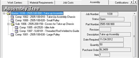 Indented Work Structure Assembly Wizard Manufacturing Management