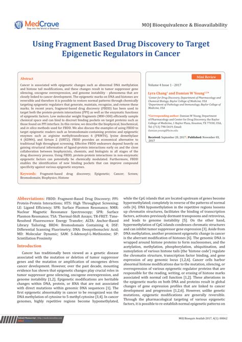 Pdf Using Fragment Based Drug Discovery To Target Epigenetic