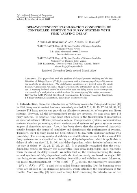 Pdf Delay Dependent Stabilization Conditions Of Controlled Positive