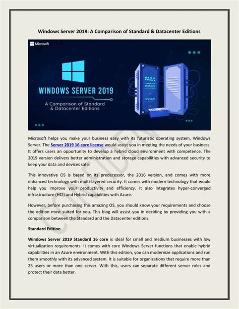 PPT Windows Server 2019 A Comparison Of Standard Datacenter Editions PowerPoint
