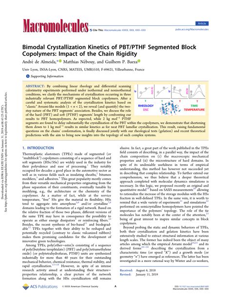 Pdf Bimodal Crystallization Kinetics Of Pbtpthf Segmented Block