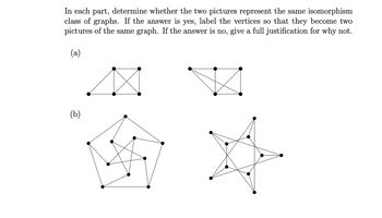 Answered In Each Part Determine Whether The Two Pictures Represent The Same Isomorphism Class