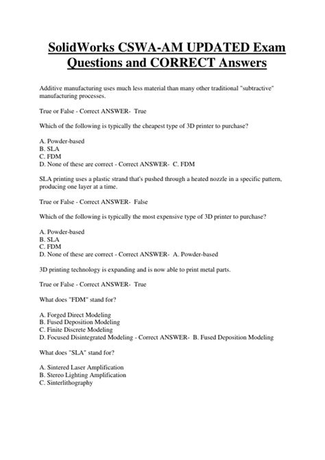 Solidworks Cswa Am Updated Exam Questions And Correct Answers Solidworks Cswa Am Stuvia Us