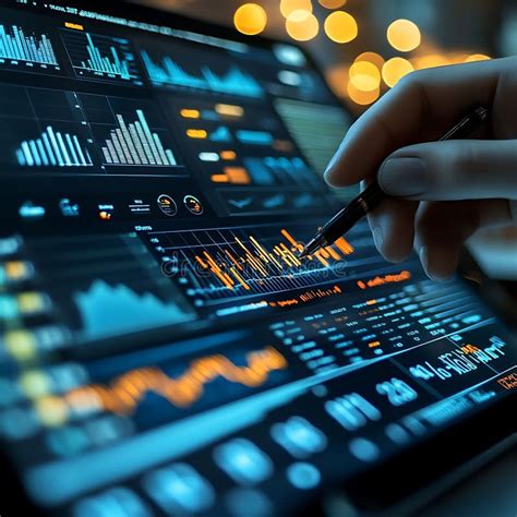 Detailed Analysis Of Data Visualization On A Modern Interface Stock Image Image Of Algorithm