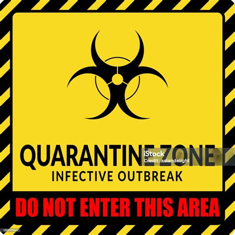 감염 발생 상황에 대한 검역 구역에 노란색 검역 구역 경고 표시 의 벡터 격리에 대한 스톡 벡터 아트 및 기타 이미지 격리 표지판 실험실 Istock