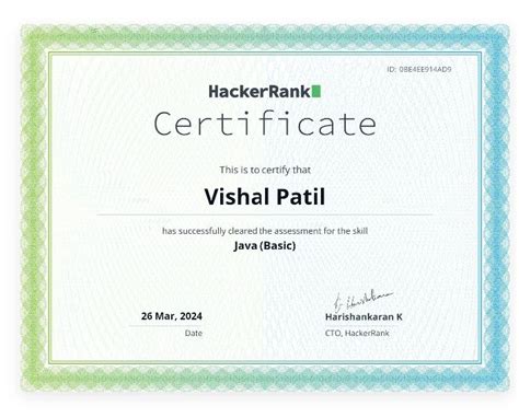 Vishal Patil On Linkedin Java Hackerrank Certification