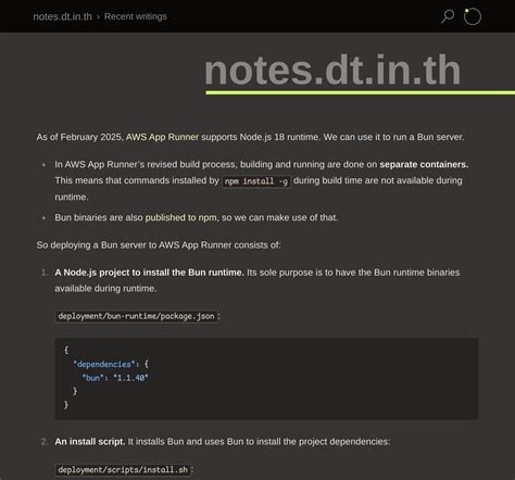 Deploying A Bun App To AWS App Runner Notes Dt In Th
