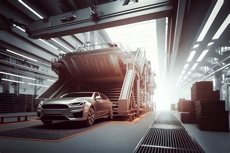 Premium Ai Image Automation Aumobile Factory Concept Robot Assembly Line In Car Manufacturing