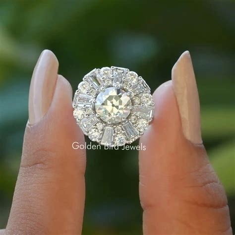Oec Round Moissanite Cluster Ring Goldenbirdjewels