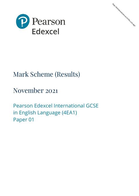Mark Scheme Results November Pearson Edexcel International GCSE In English Language EA