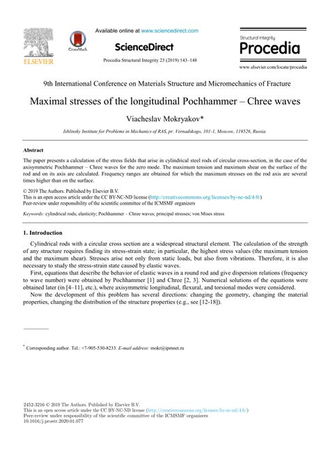 Pdf Maximal Stresses Of The Longitudinal Pochhammer Chree Waves
