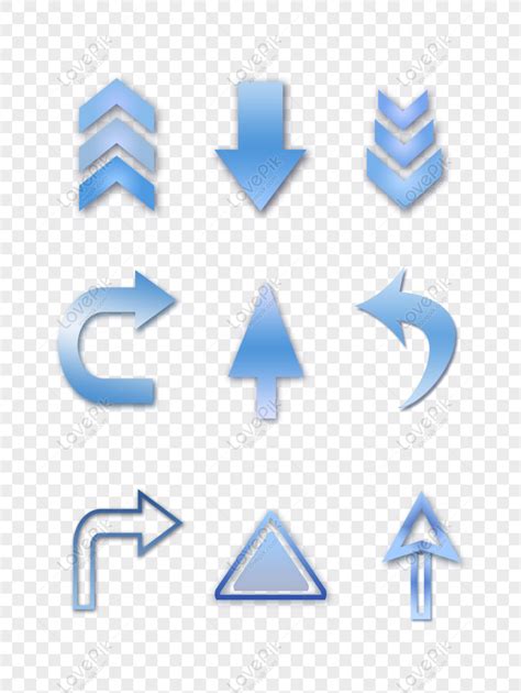 블루 그라데이션 화살표 기호 요소 Png 일러스트 무료 다운로드 Lovepik