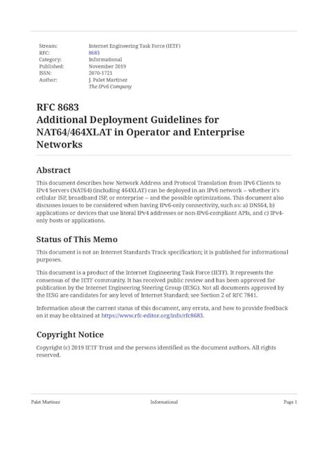 pdf rfc 8683 additional deployment guidelines for nat64 · 4 10