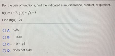 Solved For The Pair Of Functions Find The Indicated Sum Chegg Com