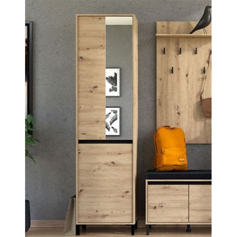 17 Stories Rosmara Artisan Oak Effect Slim Narrow Shallow Depth Hallway Wardrobe Uk