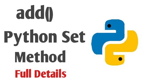 python set add method python set methods tamil youtube