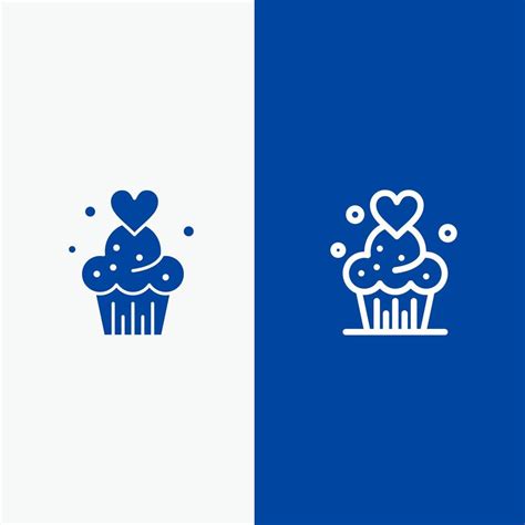Cake Cupcake Muffins Baked Sweets Line And Glyph Solid Icon Blue Banner Line And Glyph Solid