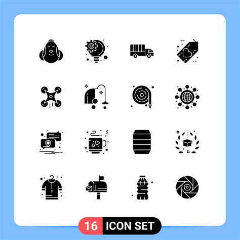 16 Universal Solid Glyphs Set For Web And Mobile Applications Technology Heart Delivery Friday