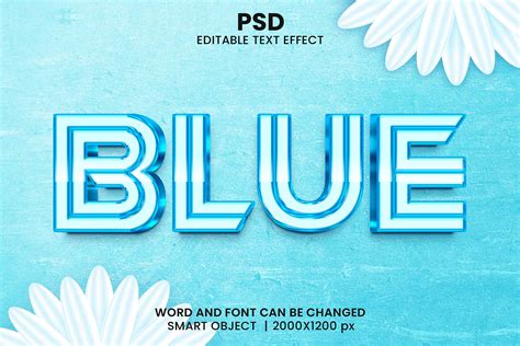 artstation blue editable 3d text effect layer style typography psd