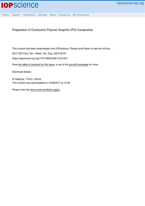 Pdf Preparation Of Conductive Polymer Graphite Pg Composites